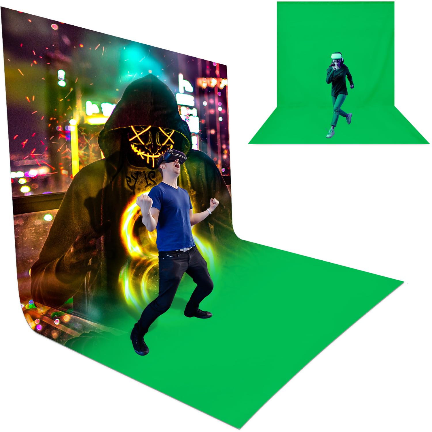 LimoStudio [Extra Large] 10 x 20 ft. (W x H) Chromakey Green Backdrop Background Screen, True Chroma Key Color, 150GSM High Density Premium A+ Grade Synthetic Fabric, Photo Video Studio, AGG3030