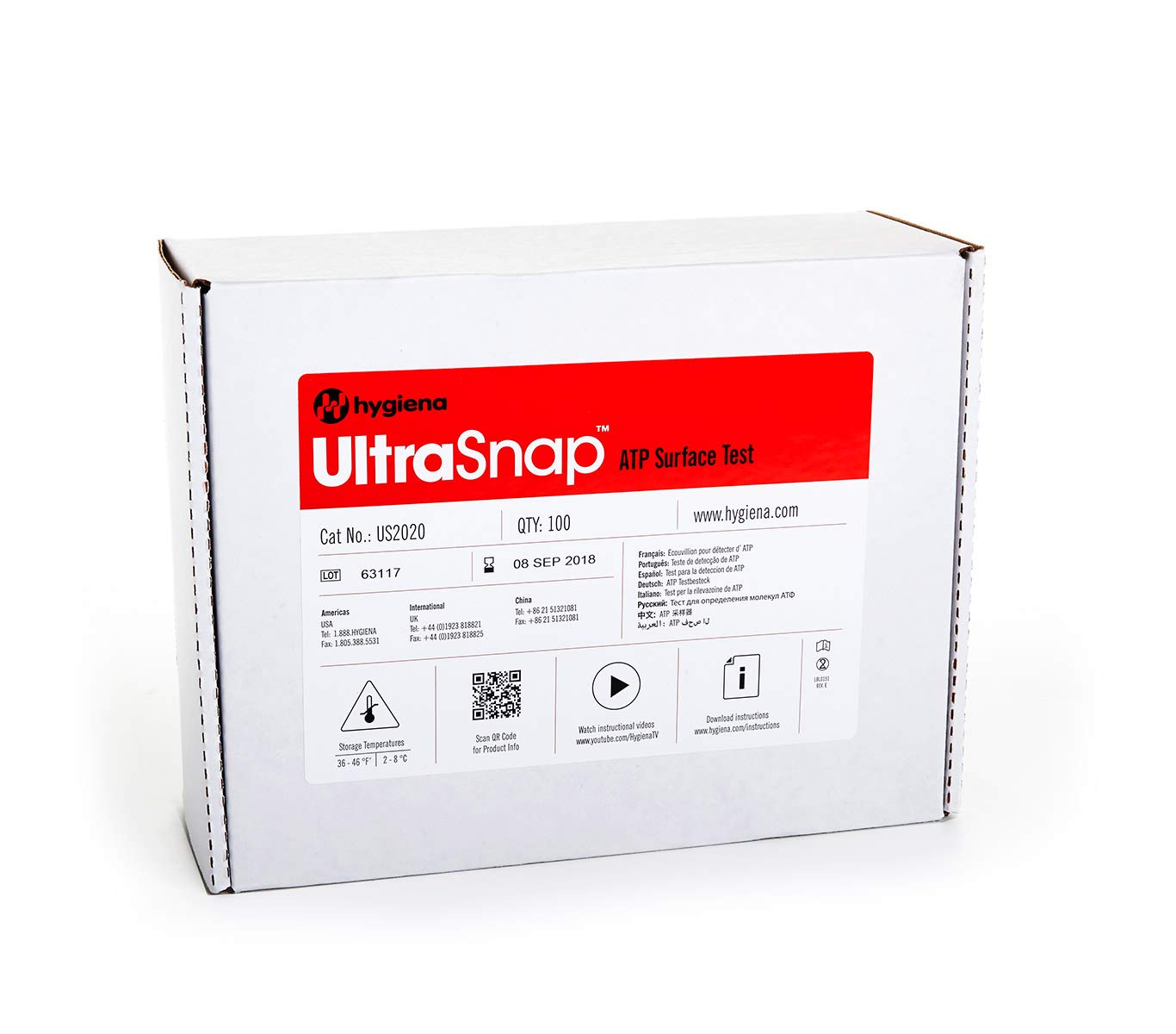 Bio Shield Tech Hygiena Ultrasnap Surface ATP Test Devices, ATP Testing Kit, User-Friendly, Biological Contamination Tests Kit Used with Hygiena Luminometers (100 Per Box)-US2020
