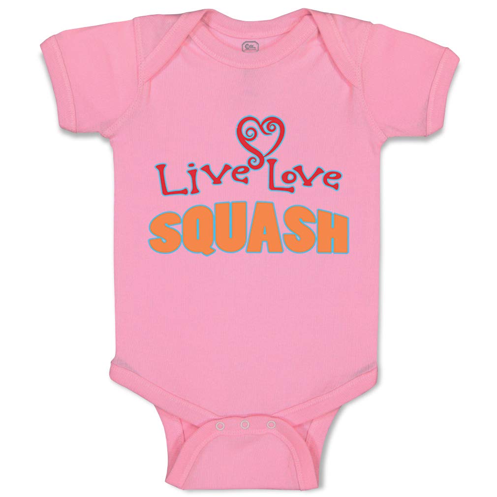 Custom Baby Bodysuit Live Love Squash Sport Funny Cotton Boy & Girl Baby Clothes Soft Pink Design Only 6 Months