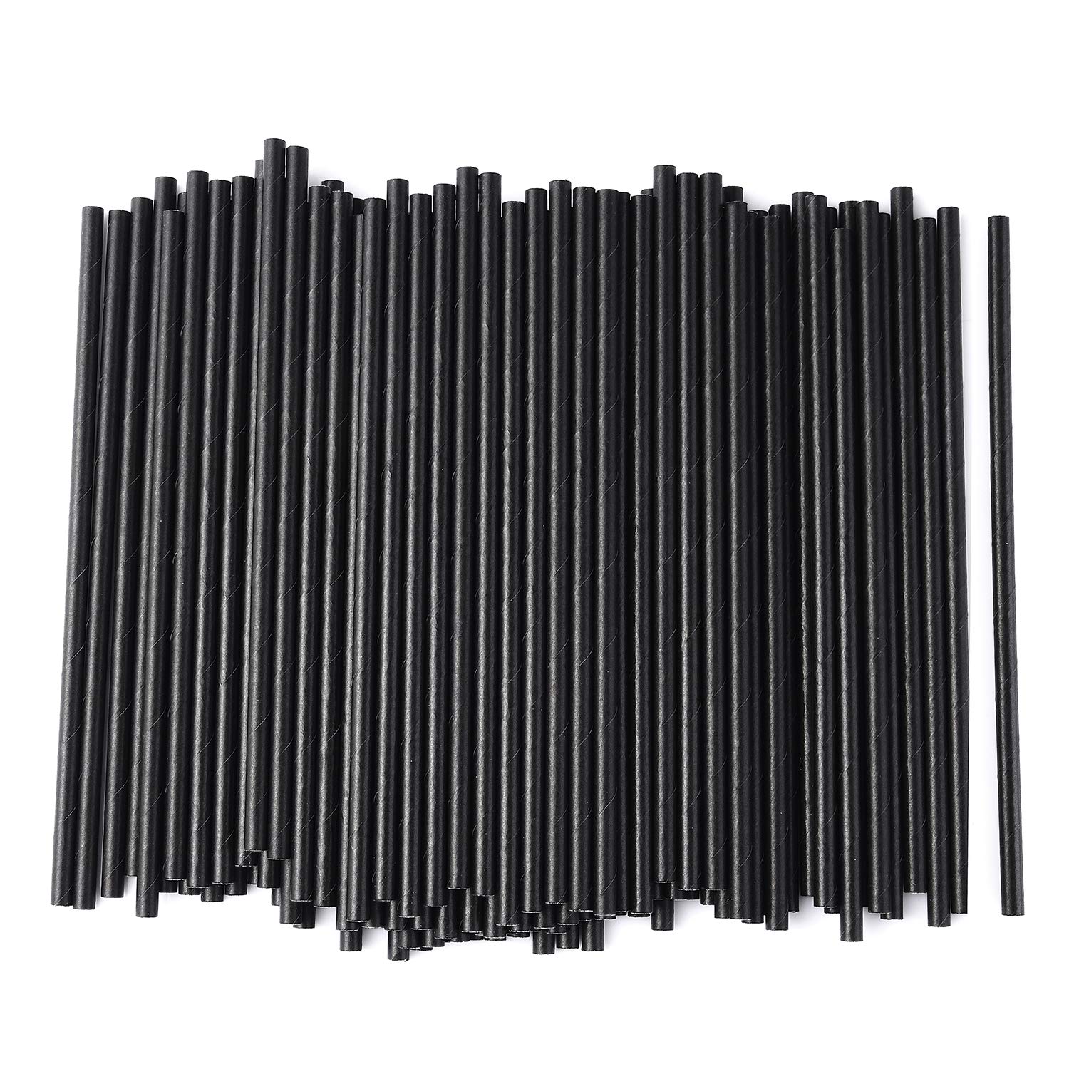 ALINK 100 Black Paper Straws, Biodegradable Disposable Drinking Straws Bulk for Party Supplies, Birthday, Wedding, Bridal/Baby Shower, Restaurant and Holiday Celebrations