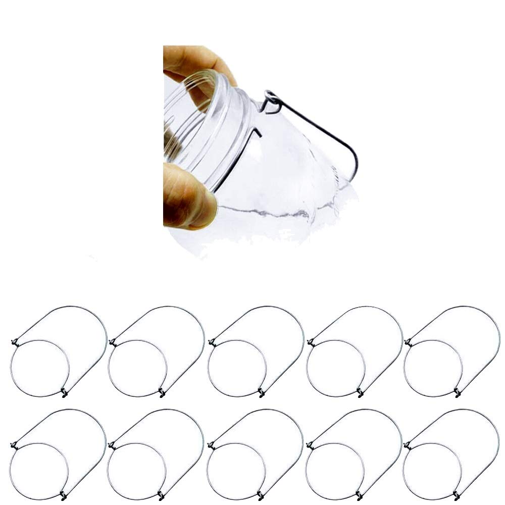 5 10 x Mason Jar Hanger Stainless Steel Wire Handles For Outdoor Decoration (10 Pcs)