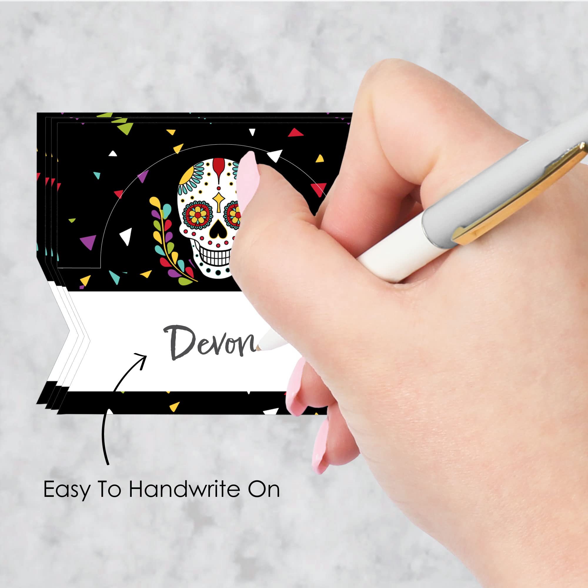 Big Dot of Happiness Day of the Dead - Halloween Sugar Skull Party Tent Buffet Card - Table Setting Name Place Cards - Set of 24
