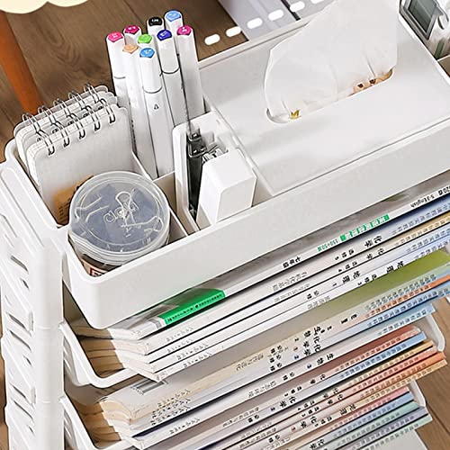 Mumusuki Storage Trolley, Slide Out Rolling Utility Cart Storage Shelf Rack on Wheels Movable Bookshelf Shelving Organizer for Office Kitchen Bedroom Bathroom Laundry Room (6 Layer)