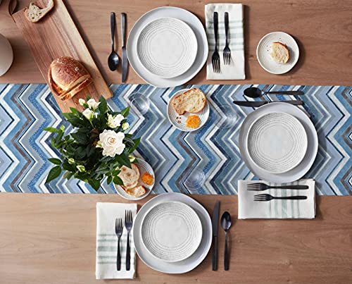 Big buy store Table Runner Zig Zag Chevron Geometric Lines Cotton Line Table Covers for Dinner Kitchen Wedding Indoor and Outdoor Parties Northern Europe Blue Table Setting Decor -13 x 72 inch