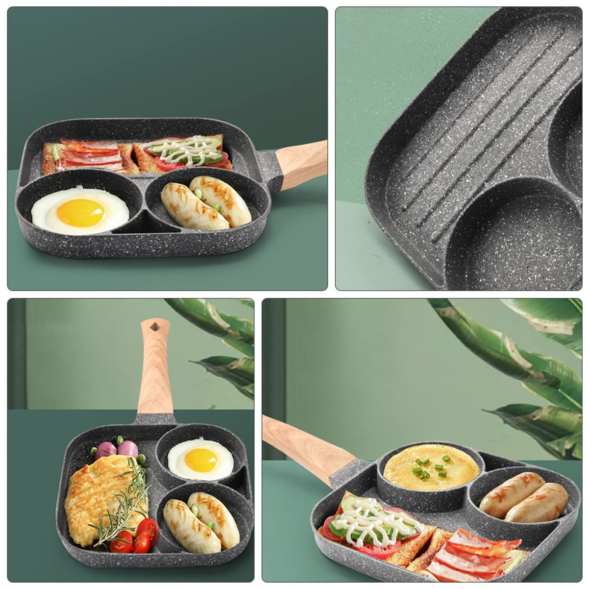 Anneome 1pc Nonstick Kitchen Poached Fried Pans Muffins Non Alloy Section Handle for Non-stick Plett Cups Skillet Tool Steak With Stick One Multipurpose Home Burger Cookware