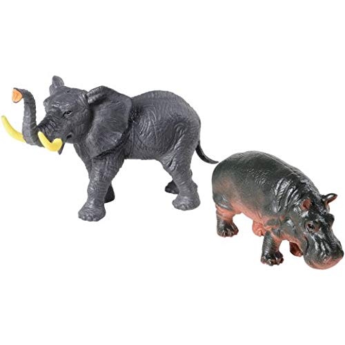 Constructive Playthings Set of 10 Vinyl Jungle Animals Accurately Scaled and Colored with a 4 1/2" T. Giraffe for Ages 3 Years and Up