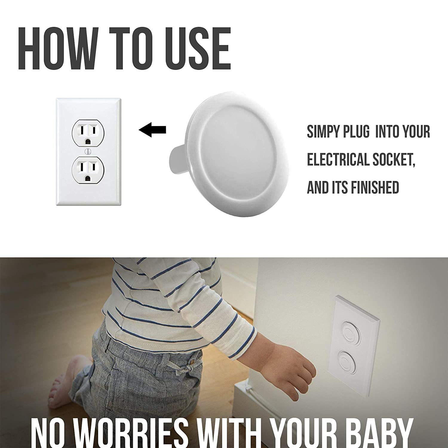 60 Pack Outlet Plugs Covers [Protect Your Child] Child Proof - Best Safety Electrical Power Socket Plug Wall Cover Protector
