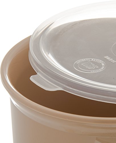 Carlisle FoodService Products Round Storage Container with Lid, 1.2 Quart Crock, Beige