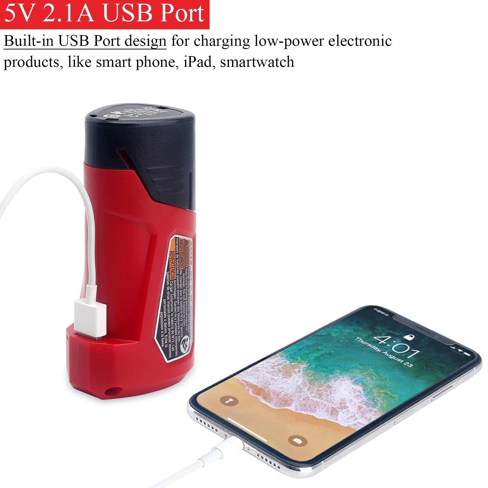 M-12 Battery Charger and USB Power Source Replace for Milwaukee M12 48-59-1201 49-24-2310 12V Compact Charger Compatible with M12 Heated Gear Heated Jacket 48-11-2420 48-11-2411 Lithium Batteries