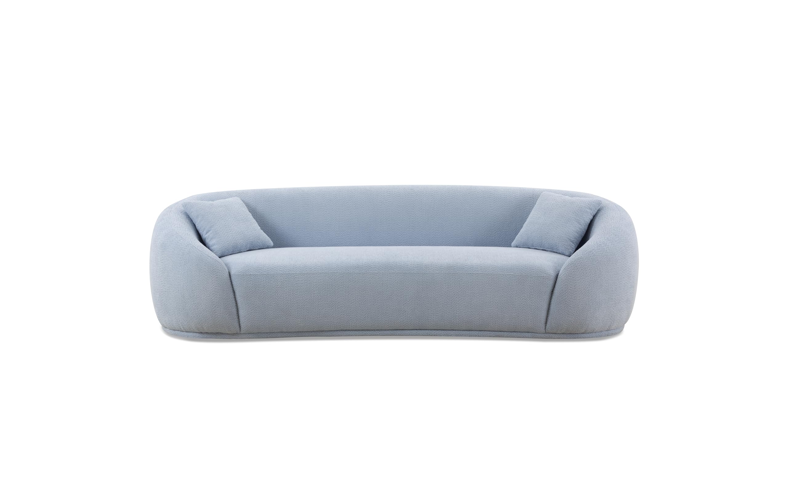 WAKEEPING 103" Modern Curved Sofa, Back Upholstered Boucle Couch with 2 Throw Pillows, 3-Seat Boucle Fabric Couch for Living Room, Office, Apartment (White, 103")