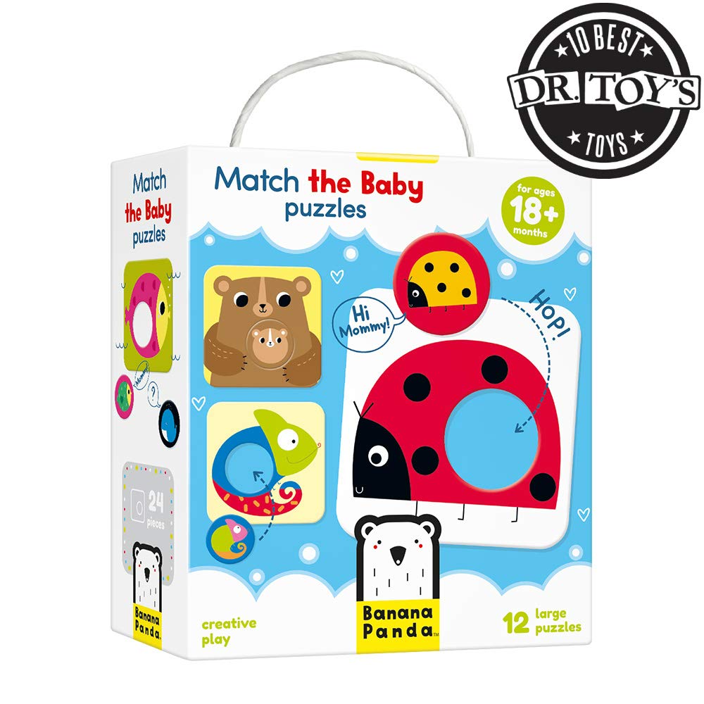 Banana Panda Match The Baby Toddler Puzzles and Matching Activity - Set includes 12 Large 2-Piece Beginner Puzzles with Round Elements to Mix and Match - for kids ages 18 months and up