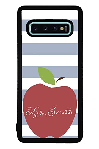 Apple Teachers Appreciation Personalized Black Rubber Phone Case Compatible With Samsung Galaxy S23 S23+ Ultra S22 S22+ S21 S21FE S21+ S20FE S20+ S20 Note 20 S10 S10+ S10e