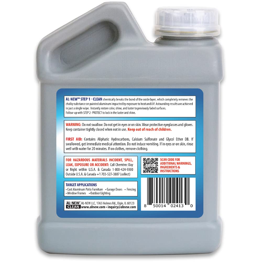 AL-NEW Step 1 Clean | Cleaning Solution for Outdoor Patio Furniture, Garage Doors, Window Frames, Exterior Lights & Fencing (16 Ounce)