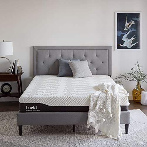 Lucid 10 Inch Hybrid Mattress β Bamboo Charcoal and Aloe Vera Infused- Memory Foam Mattress- Moisture Wicking β Odor Reducing
