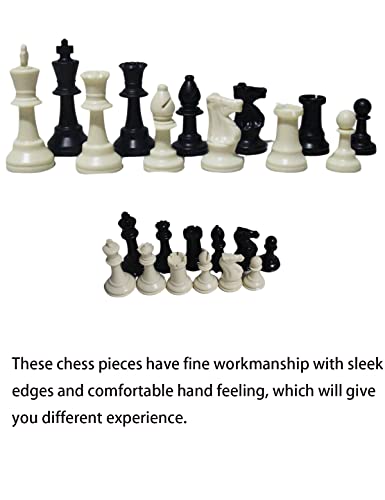 BOYISUNG Tournament Chess Set Weighted Staunton Pieces and 20"x20"in Vinyl Foldable Board Easy for Packing and Traveling Classic Plastic Black Board Long Canvas Bag A4