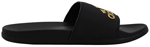 adidas Women's Adilette Comfort Slides, Core Black/Gold Metallic/Core Black, 6