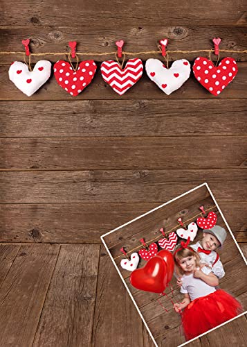 LTLYH 7x5ft Valentine's Day Wooden Board Backdrop Valentine's Day Love Hearts Vintage Wood Plank Backdrop Kid Baby Lovers Girl Photography Decorations Photo Background 091