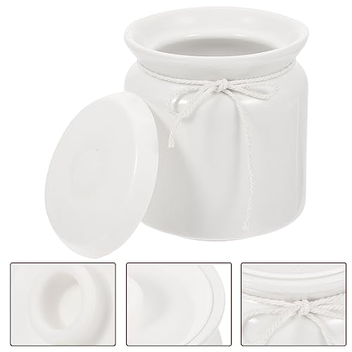 BESTonZON Ceramic Canister Ceramic Food Storage Jar Seasoning Pot Salt Pepper Jar Seal Lid Cute Candy Cookie Kitchen Canister Grease Container Sugar Bowl 500ml Ceramic Sugar Jar