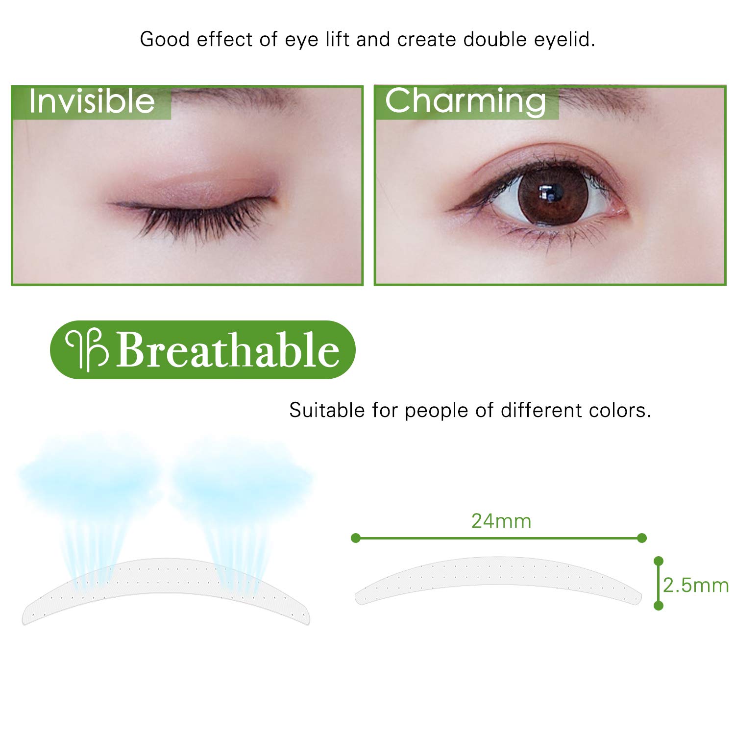800Pcs Natural Invisible Single Side Eyelid Tape Stickers Medical-use Fiber Eyelid Lift Strip, Instant Eye Lift Without Surgery, Perfect for Uneven Mono-Eyelids, Slim