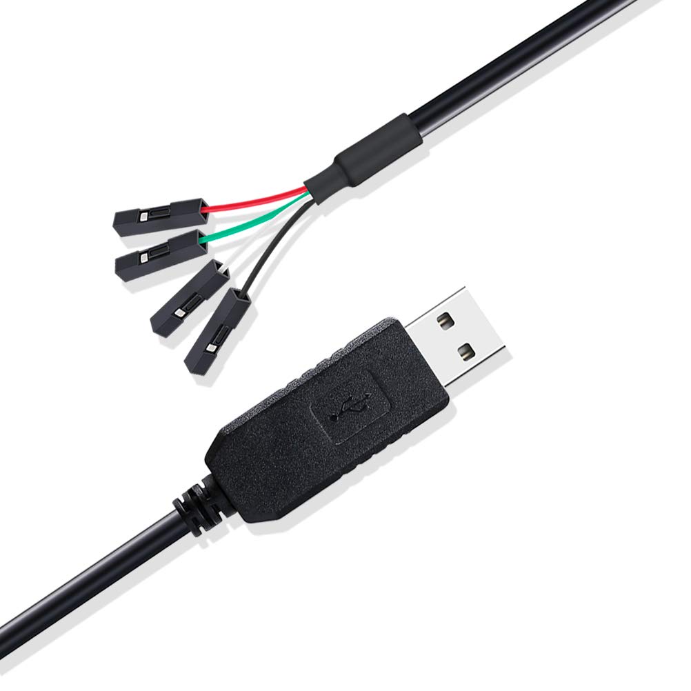 DTech USB to TTL Serial 3.3V Adapter Cable TX RX Signal 4 Pin 0.1 inch Pitch Female Socket PL2303 Prolific Chip Windows 10 8 7 XP Vista (6ft, Black)