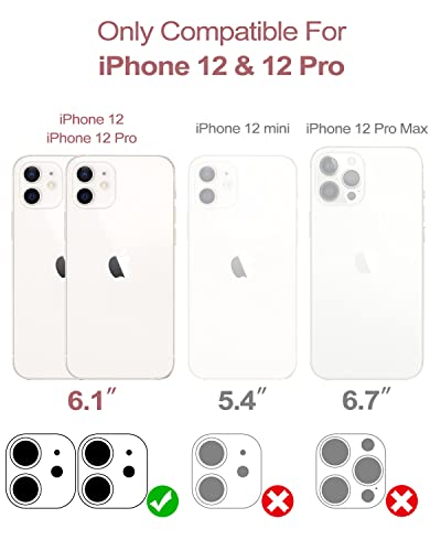 WeLoveCase for iPhone 12/ for iPhone 12 Pro Wallet Case with Credit Card Holder & Hidden Mirror, Defender Three Layer Shockproof Heavy Duty Cover for iPhone 12/ for 12 Pro 2020, 6.1 inch Rose Gold