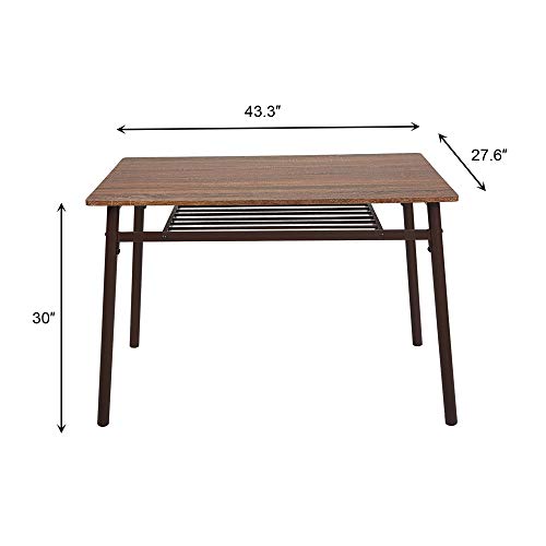 LUCKYERMORE 6 Piece Dining Room Table Set with Bench Compact Wooden Kitchen Table and 5 Chairs with Metal Legs Dinette Sets
