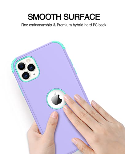 BENTOBEN iPhone 11 Pro Case, Phone Case iPhone 11 Pro, Heavy Duty 2 in 1 Full Body Rugged Shockproof Protection Hybrid Hard PC Bumper Drop Protective Girl Women Boy Men iPhone 11Pro Cover, Purple/Mint