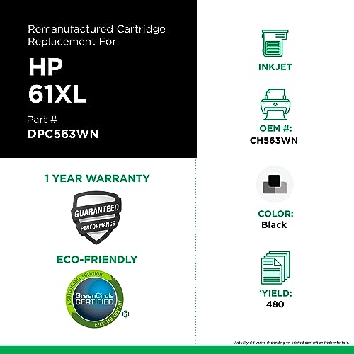 Dataproducts DPC563WN Remanufactured High Yield Inkjet Cartridge for HP 61XL (Black) Ink