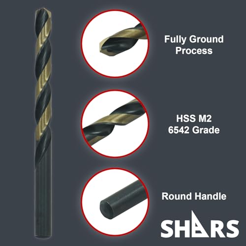 Shars A to Z 26 Pcs HSS Heavy Duty Black & Gold Finish Jobber Drill Set 135° Point Angle 404-2934 S)