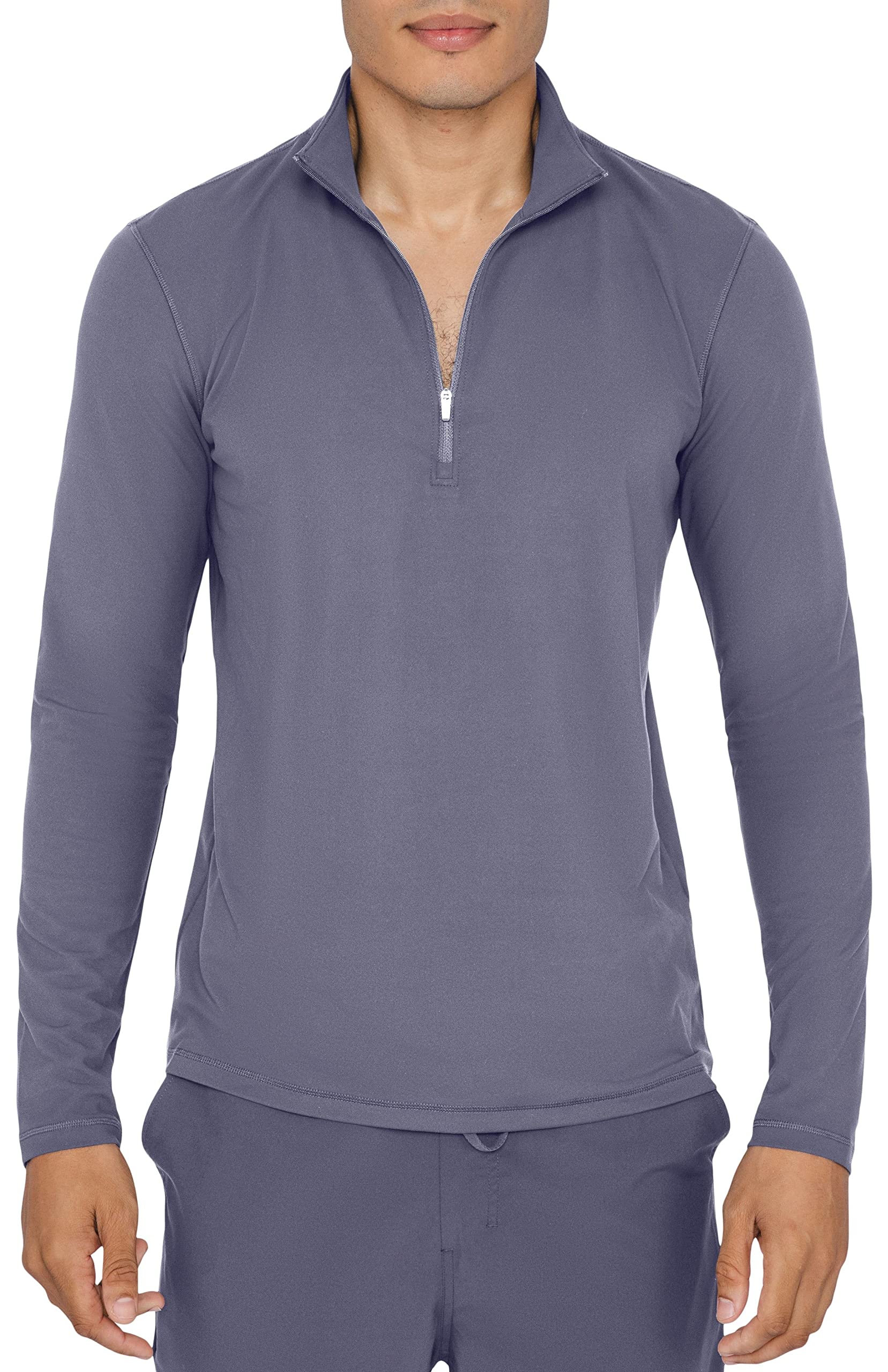 90 Degree By Reflex Ultra Soft Half Zip Long Sleeve Shirt for Men - Dark Navy - Medium