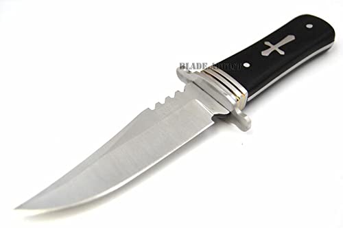 8" STAINLESS STEEL CELTIC CROSS HUNTING KNIFE WOOD HANDLE