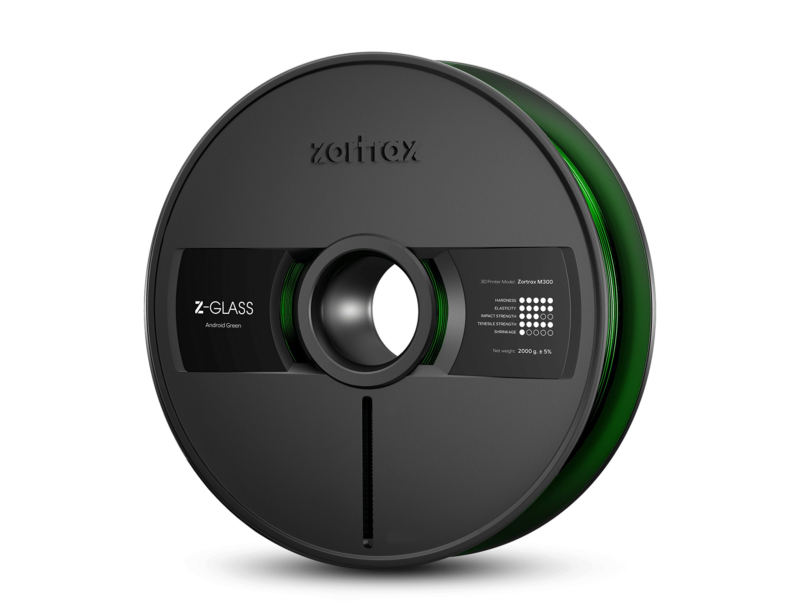 Filament Reel, ZORTRAX, Z-Glass, Android Green, 1.75MM, 800G, OEM for ZORTRAX M200 Model