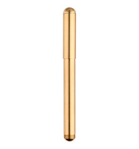 Lanxivi Brass Fountain Pen EF Bent Nib 0.7mm,Travel Pocket Fude Pen, Unique Style Bullet Shape with Metal Box