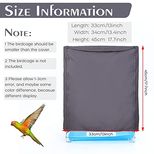 Bonaweite Bird Parrot Cage Cover Shade, Windproof Light-Proof Sleep Reduces Distractions Night Accessories Cloth Without Cage-13x13.4x17.7in (LxWxH)