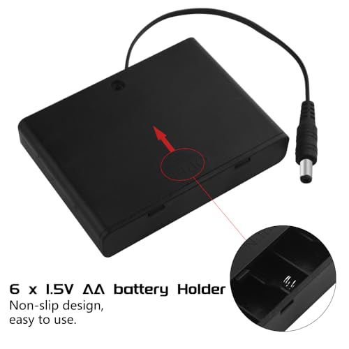WMYCONGCONG 5 PCS 6x1.5V 9V AA Battery Holder Case Box with 2.1x5.5mm DC Male Connector and On/Off Switch