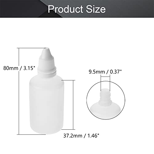 Othmro 1.7oz PE Lab Eye Plastic Dropper Bottles 5pcs, 50ml Squeezable Eye Liquid Dropper Thin Mouth Via of Liquid Sample Seal Storage Bottle with Childproof White Cap