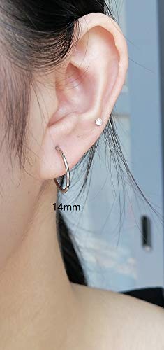 5Pairs Surgical Stainless Steel 16G Sleeper Cartilage Daith Tiny Small Hoop Earrings Mini Septum Hinged Clicker Nose Ring Helix Tragus Piercings Unisex Fashion Huggie Hoops Set 6-14MM (Silver)