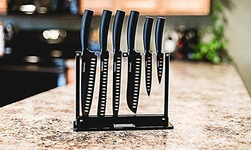 Cuisinart C77NS-7P Classic Nonstick Edge Collection 7-Piece Cutlery Knife Set with Acrylic Stand, Black