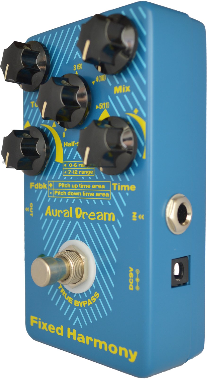 Aural Dream Fixed Harmony Guitar Pedal provides Delay Harmony and PitchShifting 24 semitones or Octave(s) effect for Cascaded harmony of the fixed scale difference,True Bypass