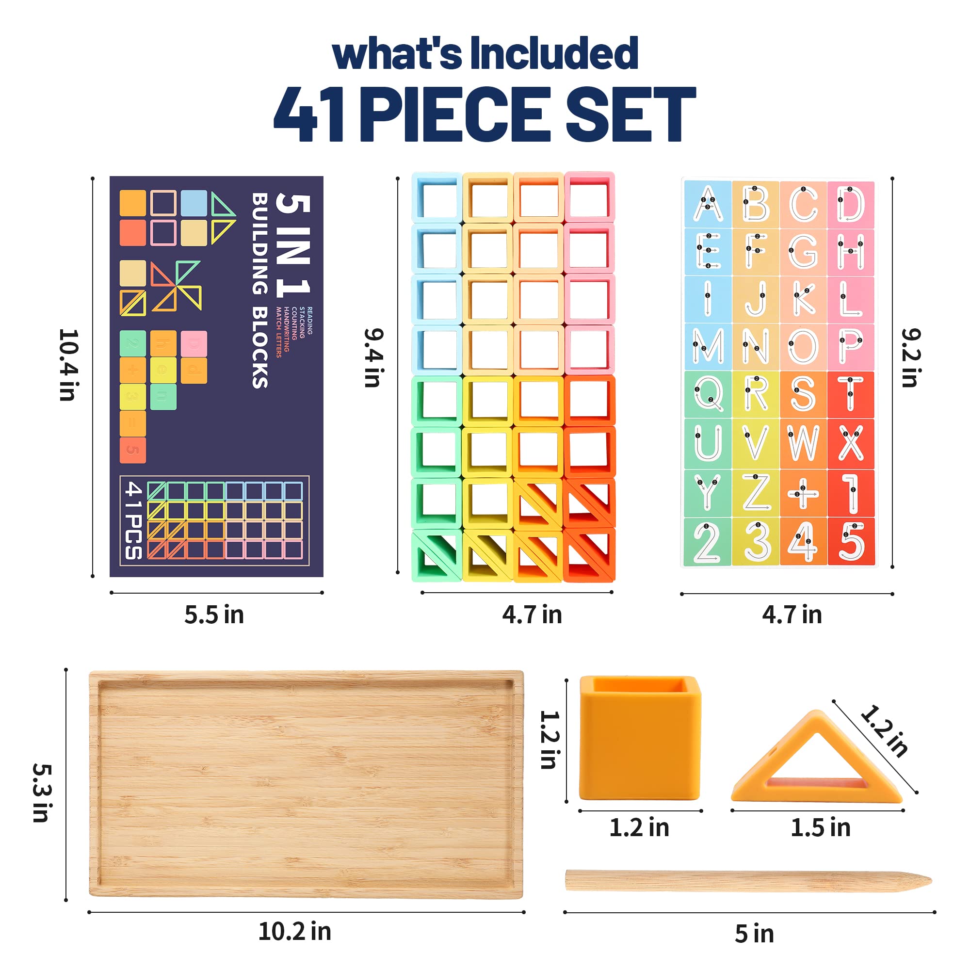 5 in 1 Montessori Silicone Building Blocks Rainbow Stacker Soft Stacking Blocks for Baby