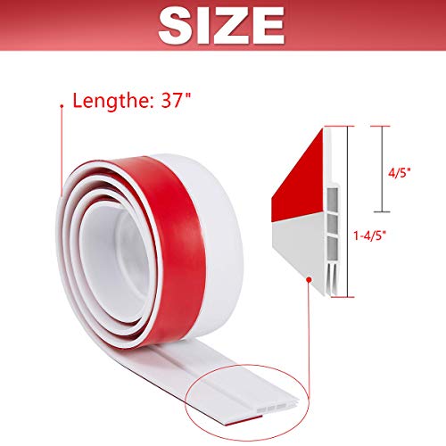 Suptikes 2 Pack Door Draft Stopper,Door Sweep for Exterior & Interior Doors,Door Bottom Seal Dust and Noise Insulation Weather Stripping Draft Guard Insulator, 1-4/5" W x 37" L,White
