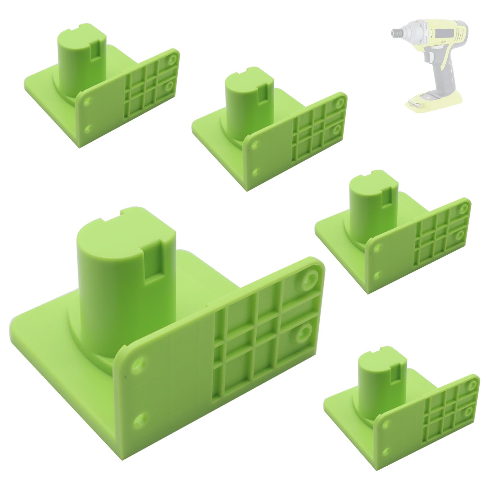 Aernair 5-Pack Tool Holder Organizer Wall Mount Compatible with Ryobi One+ 18v Drill Tools, Durable Link Storage Shelf Tool Hanger