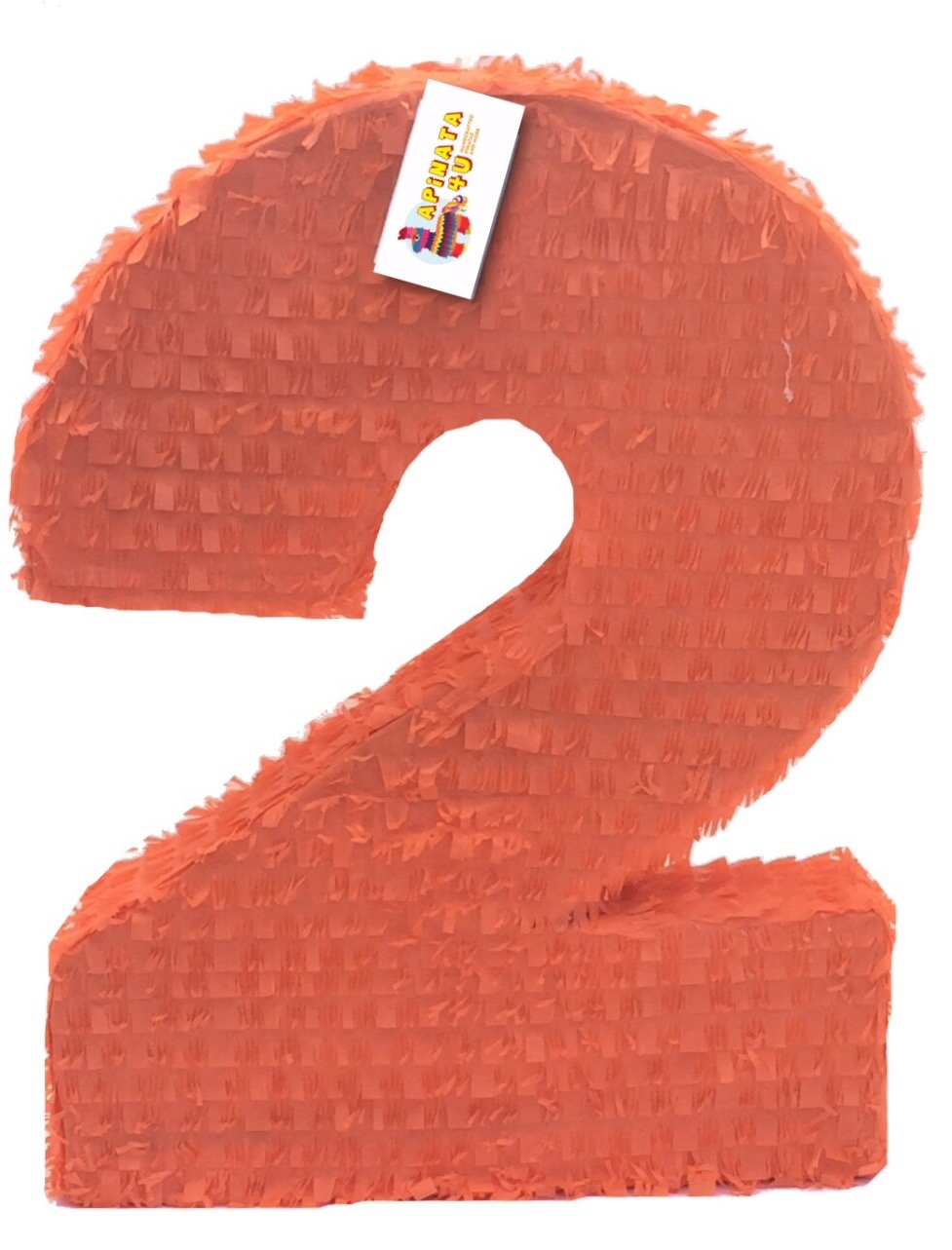 APINATA4U 20" Tall Solid Orange Number Two Piñata Second Birthday Orange Color Birthday Party Supplies