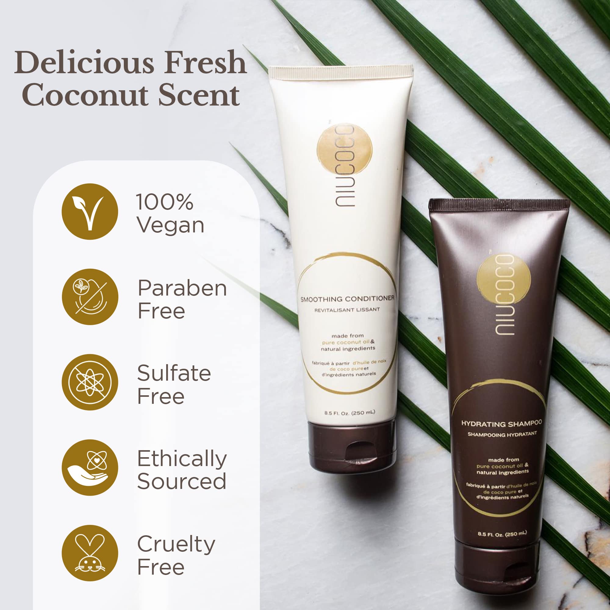 NIUCOCO | All-Natural Coconut Oil Shampoo and Conditioner | 100% Non-Toxic | Bundle Pack (250ml)