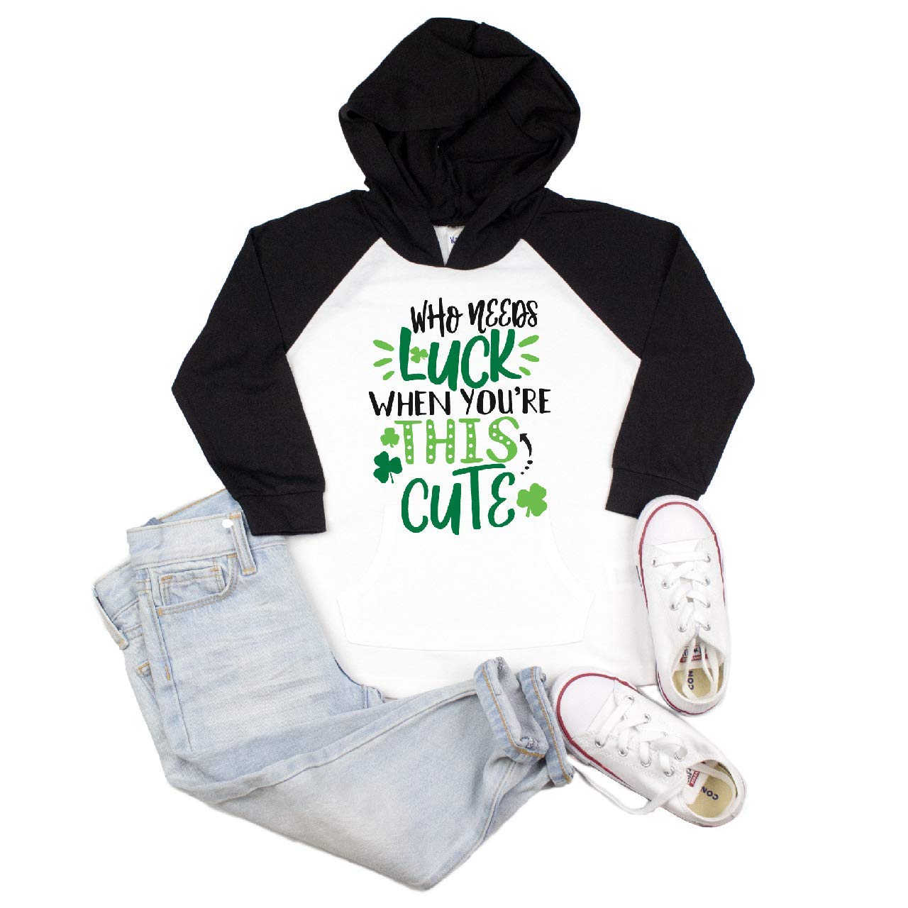 Toddler and Kids St. Patrick's Day Shirt Who Needs Luck When You're This Cute St. Patrick's Day (4T, Black)