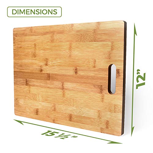 Large Organic Bamboo Cutting Board - Wooden Charcuterie Cheese Serving Platter For Kitchen - With Deep Drip Edge & Garnish Bowls - Boards Are BPA Free,16x12β - Unique Housewarming Gift Idea - Good&Co.