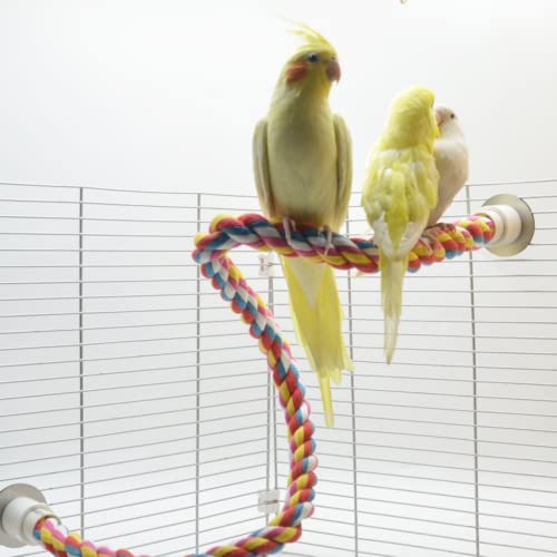 Bird Rope Perches, Colorful Cotton Parrot Toys Comfy Perch for Rope Bungee Bird Toy for Parakeets, Cockatiels, Conures, Lovebirds, Budgie (Large)