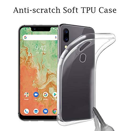 AQGG for Ulefone Note 6 [6.10 In ] Case, Soft Silicone Bumper Shell Transparent Flexible Rubber Phone Protective Cases TPU Cover for Ulefone Note 6 -Fresh Flowers, (6.10 inches)