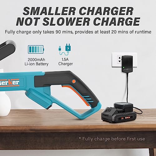 Berserker 20V 12" Cordless String Trimmer 2.0Ah Battery Powered and Fast Charger Included, 2-in-1 Compact Weed Wacker Eaters and Edger with Support Wheels,Ideal for Lawn Trim and Yard Maintenance