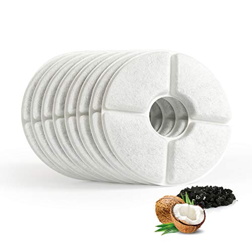 Rarloner Cat Fountain Filters ,8 Pack Pet Water Fountain Replacement Filters, Pet Fountain Filters Suitable for 1.6L Flower Fountains and Most Same Size Cat Fountains